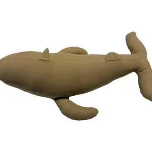 PUEBCO Vintage Fabric Stuffed Whale Tan