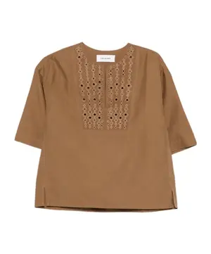 YVES SALOMON Diamond Cut-out Short Sleeve Top