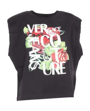 Versace Sleeveless Logo And Floral Printed Tank Top