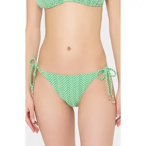 MILLY Chevron Tie Side Bikini Bottoms - Green