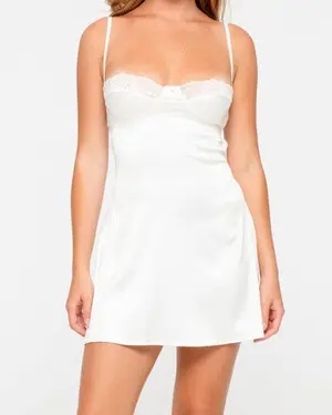 One Empire Zaya Lace-trim Satin Nightdress - White