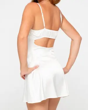 One Empire Zaya Lace-trim Satin Nightdress - White