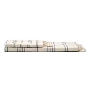 OLIVIERA HOME Heritage Stripe Turkish Cotton Bath And Hand Towelset - Gray