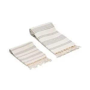 OLIVIERA HOME Heritage Stripe Turkish Cotton Bath And Hand Towelset