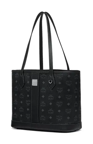 Mcm Small Liz Shopper In Visetos Monogram Canvas - Black