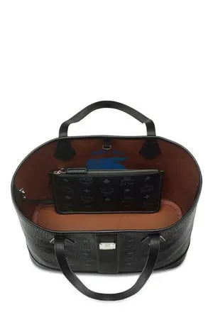 Mcm Small Liz Shopper In Visetos Monogram Canvas - Black