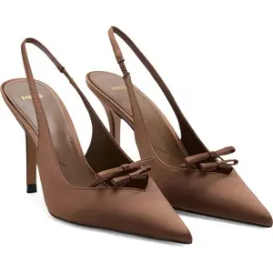 Mango Laurel Slingback Pump With Bow Detailing - Chocolate