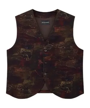 Emporio Armani Cupro Twill All-over Print Waistcoat