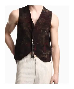 Emporio Armani Cupro Twill All-over Print Waistcoat