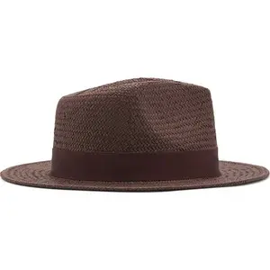 Mango Straw Fedora - Chocolate