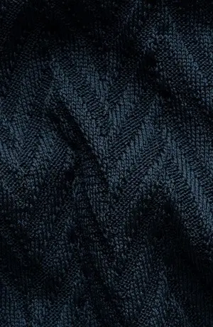 Eton Chevron Structure Long Sleeve Polo - Medium Blue