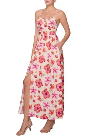MELLODAY Floral Print Sleeveless Maxi Dress
