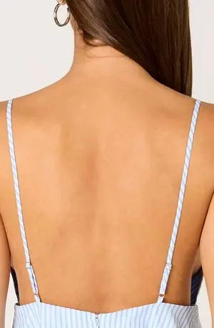 NIA Alessia Stripe Plunge Neck Babydoll Minidress