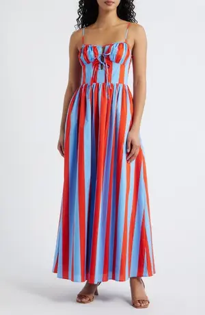 Line & Dot Primo Lace Back Stripe Sleeveless Maxi Dress