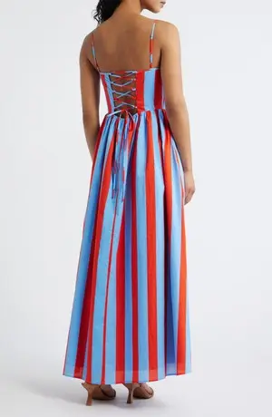 Line & Dot Primo Lace Back Stripe Sleeveless Maxi Dress