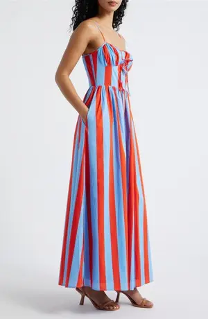 Line & Dot Primo Lace Back Stripe Sleeveless Maxi Dress