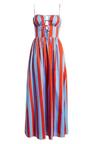 Line & Dot Primo Lace Back Stripe Sleeveless Maxi Dress