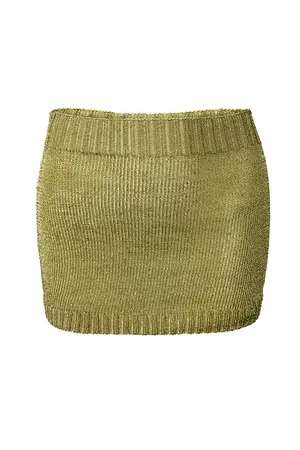 NATALIA FEDNER Metallic Knit Mini Skirt - Gold