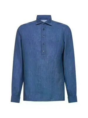 D4.0 Button-placket Long-sleeve Polo Shirt