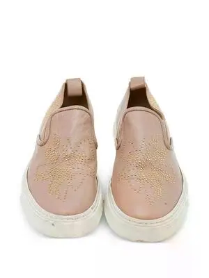 Chloé Embellished Leather Slip-on Sneakers