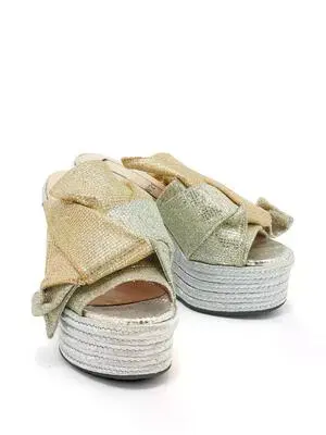 N°21 Glitter Fabric Knot Detail Heeled Espadrilles