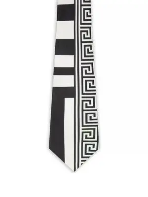 Versace Printed Silk Twill Tie - Black