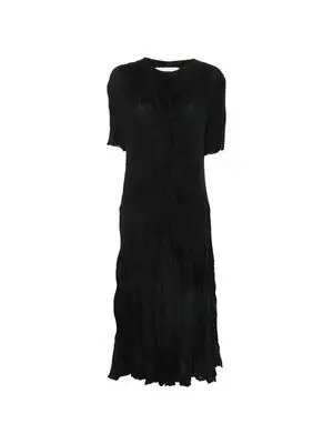 GONGDID DESIGN Crinkled Short-sleeve Midi Dress