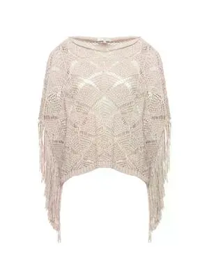 Antonelli Firenze Crochet-knit Sweater With Fringe Detail