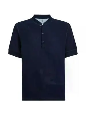 Brunello Cucinelli Button-down Short-sleeve Polo Shirt - Blue