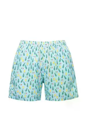 MC2 SAINT BARTH Graphic Print Drawstring Swim Shorts - Blue