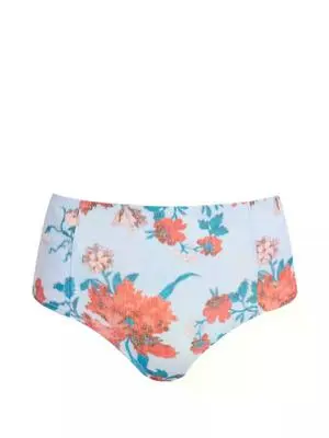 Erdem Floral Print High-rise Bikini Bottoms - Blue