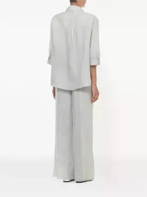 PANICALE Three-quarter Length Sleeve Linen Shirt