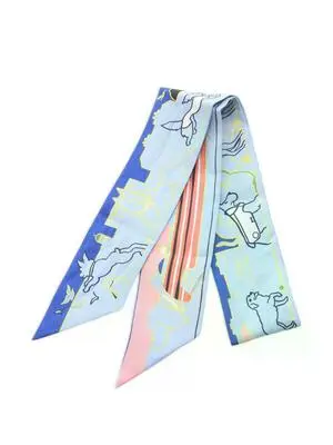 Hermès 2010s Twilly Les Chiens Parisiens Scarf