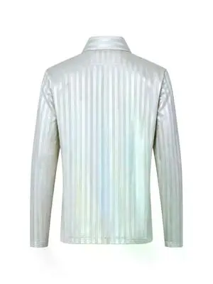 METALWOOD STUDIO Player Stripe-pattern Long-sleeve Polo Shirt