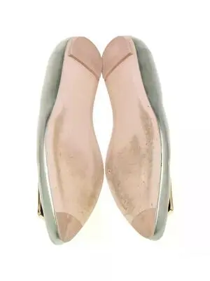 TOD'S Leather Pointed Toe Buckle Detail Ballet Flats