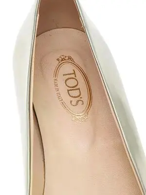 TOD'S Leather Pointed Toe Buckle Detail Ballet Flats