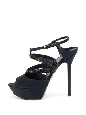 SERGIO ROSSI Embellished Ankle-strap Sandals - Black