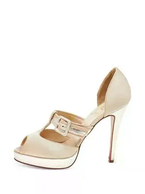 CHRISTIAN LOUBOUTIN Peep-toe Buckled Pumps - Neutrals