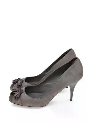 TOD'S Suede Peep-toe Pumps With Tassel Detail