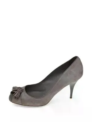TOD'S Suede Peep-toe Pumps With Tassel Detail