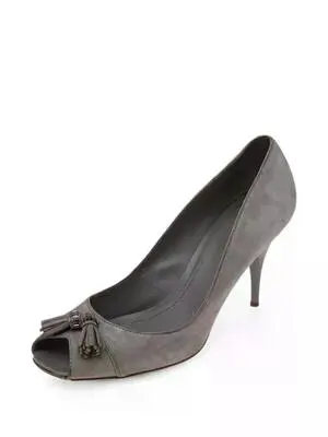 TOD'S Embellished Suede Peep-toe Pumps With Fringe