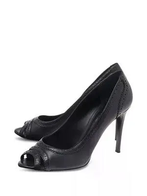 Burberry Peep-toe Stiletto Pumps - Black