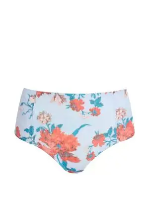 Erdem Floral Print High-rise Bikini Bottoms - Blue