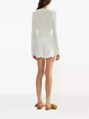 Erdem Floral Cutwork Shorts - White