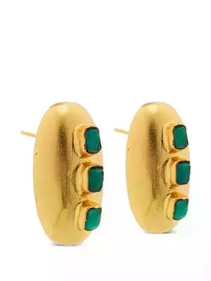 FENOMENA Emerald Embellished -tone Earrings - Gold
