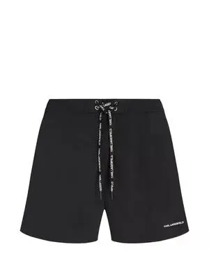 Karl Lagerfeld Logo Drawstring Swim Shorts - Black
