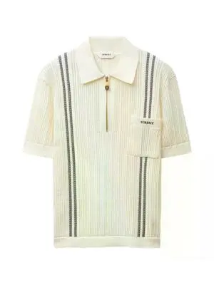 Versace Embroidered-logo Cotton Knit Polo Shirt