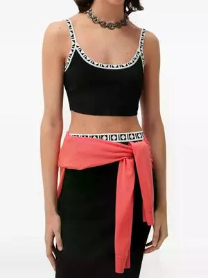 Versace Greca Border Cropped Knit Top - Black