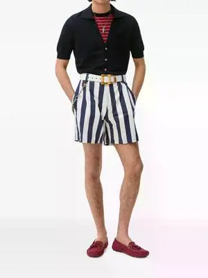 Versace Striped Cotton Denim Shorts