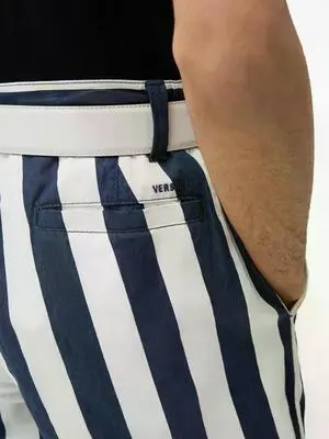 Versace Striped Cotton Denim Shorts
